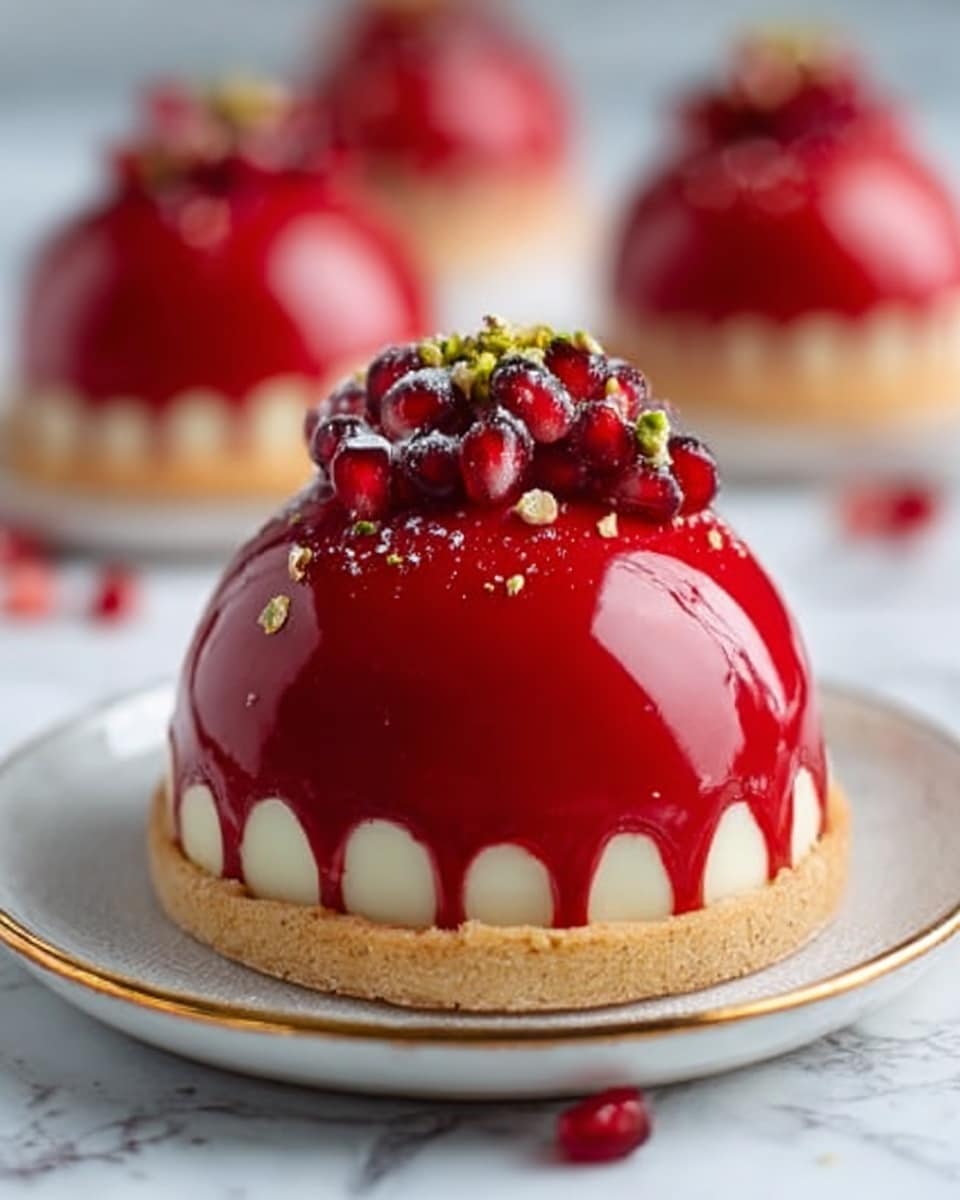 Glossy Pomegranate Mousse Domes: Elegant Dessert Recipe